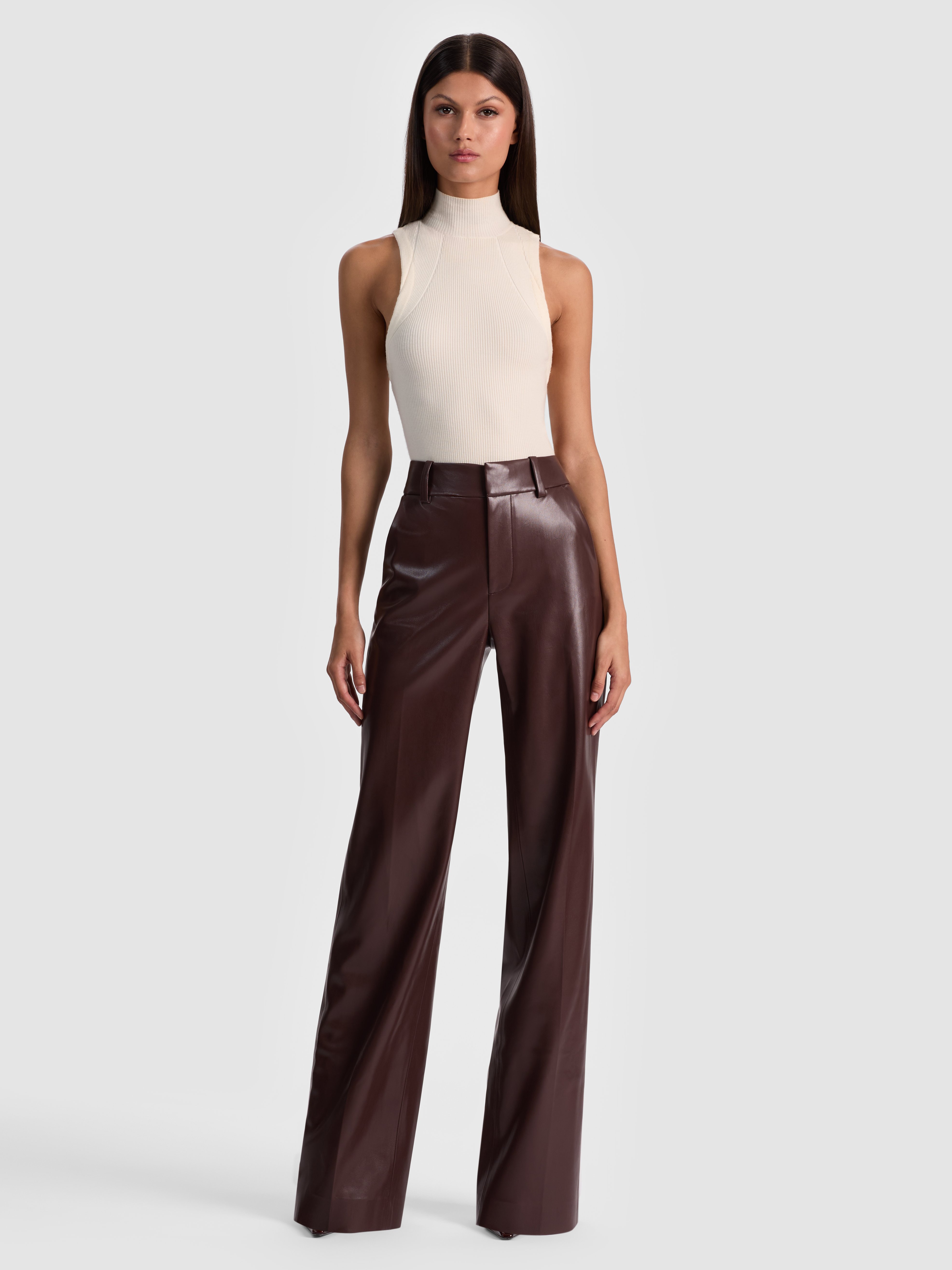 ALICE + OLIVIA Alice + Olivia Alexander Vegan Leather Tailored Trousers